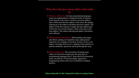 Why Does The Java Array Index Start With 0 Javacodinginterviewquestion Java Shorts