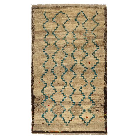 Vintage Gabbeh Tribal Rug In Golden Orange And Beige Brown Pattern By