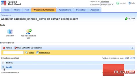 create a database in plesk web24