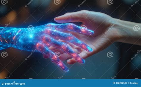 Glowing Robotic Arm With Rotating Joint Movements Stock Image 369131653
