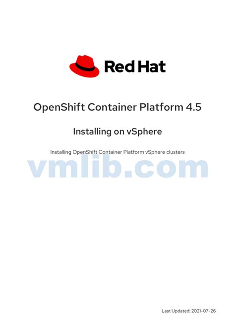 在vsphere上安装openshift容器平台vsphere集群 Vm技术库