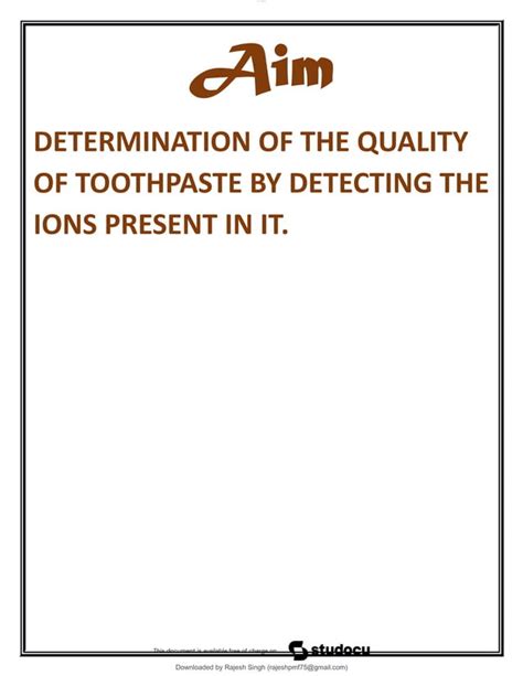 Chemistry Investigatory Project On Ions In Toothpastepdf