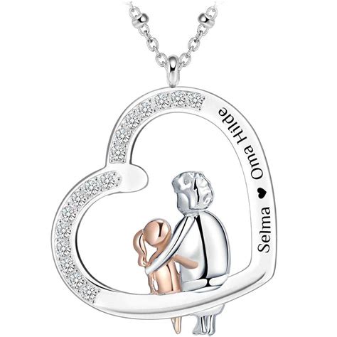 Herz Halskette Mit Gravur Oma And Enkelin Personalisiertes Geschenk