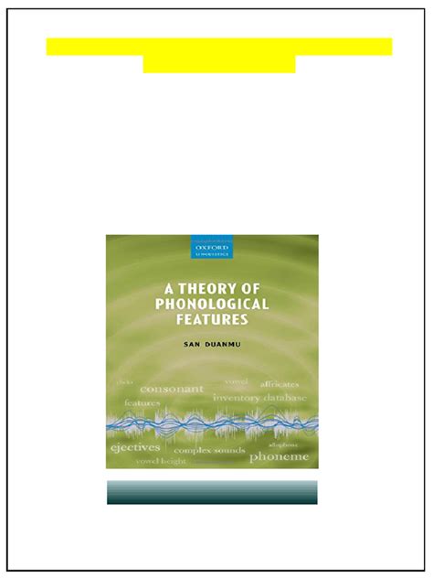 A Theory Of Phonological Features 1st Edition San Duanmu Full Chapters