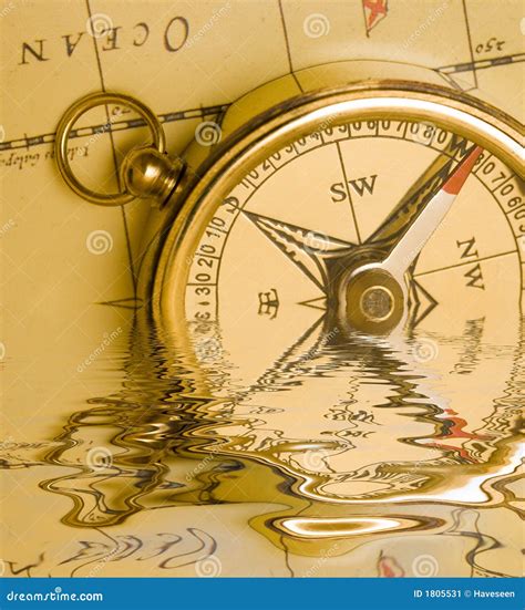 Old Style Brass Compass Stock Image Image Of Latitude 1805531