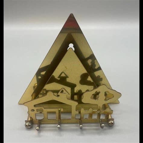 Accents Vintage Brass Hook Rack With House Design Decorative Wall Hanging Organizer Poshmark