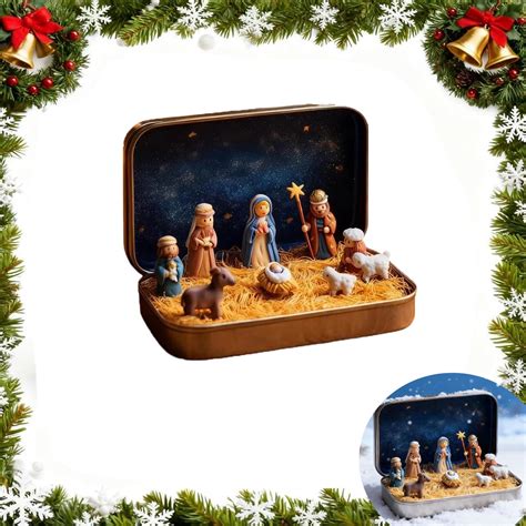 Mini Christmas Nativity Set In A Box Portable Pocket Nativity Scene