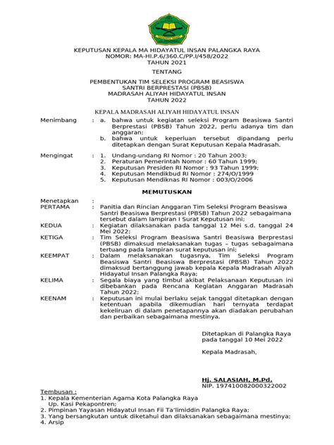 Sk Tim Pbsb 2022 Pdf