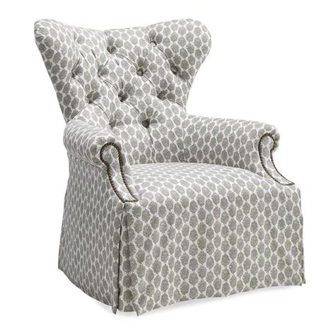 Ava Grey Tufted Back Skirted Wing Chair Cdc Home Design Center