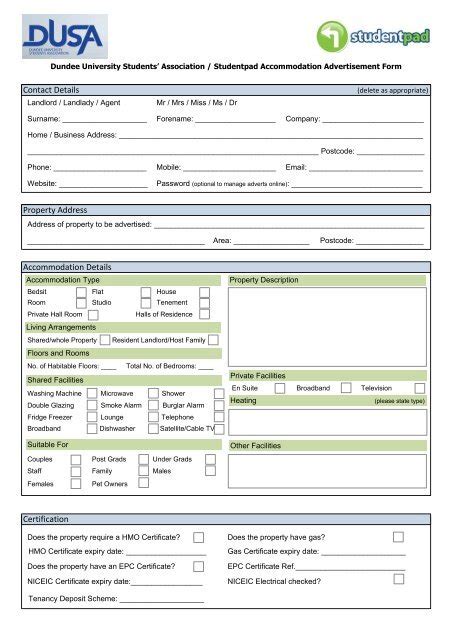 Property Form Student Accommodation In Dundee
