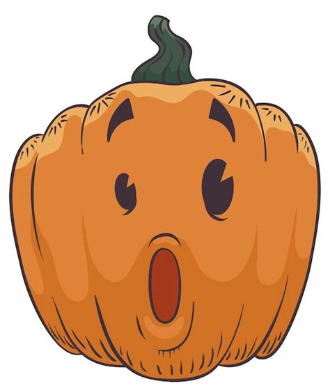 Pumpkin With Surprised Gesture In Hand Drawn And Retro Style Ready For