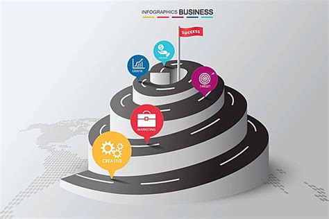 3d Road Climb Infographic Elements Asphalt Route Traffic Vector