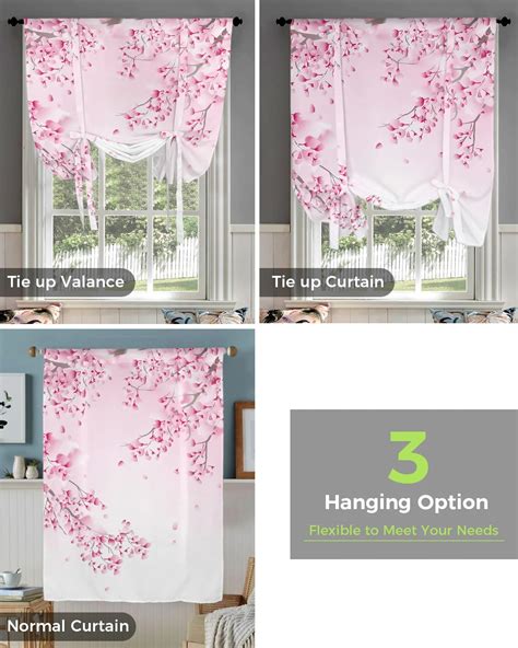 Japanese Style Mt Fuji Sakura Window Curtain For Living Room Kitchen