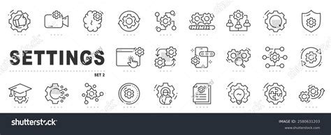 Set Settings Line Icons Option Gear Stock Vector Royalty Free 2580631203 Shutterstock