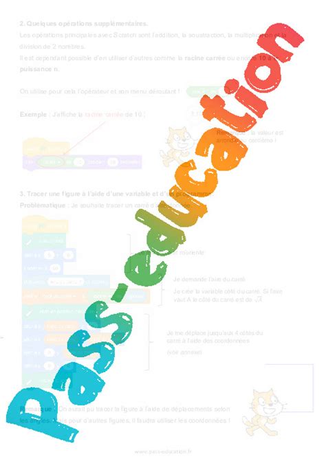 Programmes De Calcul Scratch Cours 2eme Secondaire Cycle 4 Pdf à Imprimer