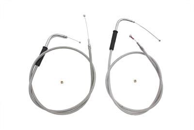 V Twin 36 0128 42 Inch Stainless Steel Throttle And Idle Cable Set