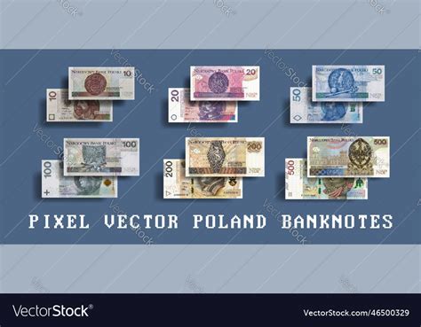 Pixel Mosaic Banknotes Of Poland Bills Royalty Free Vector