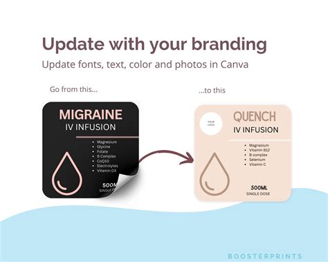 Iv Bag Labels Editable Iv Vitamin Therapy Bag Label Iv Label Template