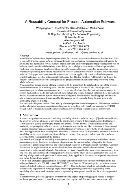 Pdf A Reusability Concept For Process Automation Software