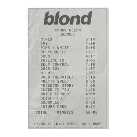 Frank Ocean Blonde Album Receipt Area Rugs Etsy