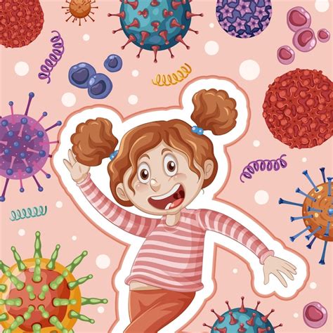 Free Vector A Girl Surrounded By Germs Background