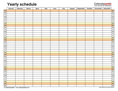 Effective Yearly Activity Calendar Template For Better Planning