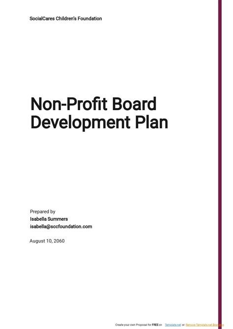Nonprofit Development Plan Template At A Glance