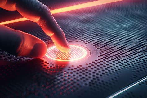 Illustration In 3d Style Of A Human Finger Touching A Biometric Sensor