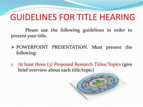 Guidelines For Title Hearing Proposal Pptx