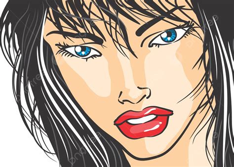 Face Of Woman In Close Up Comic Pop Art Sign Close Up Vector Pop Art