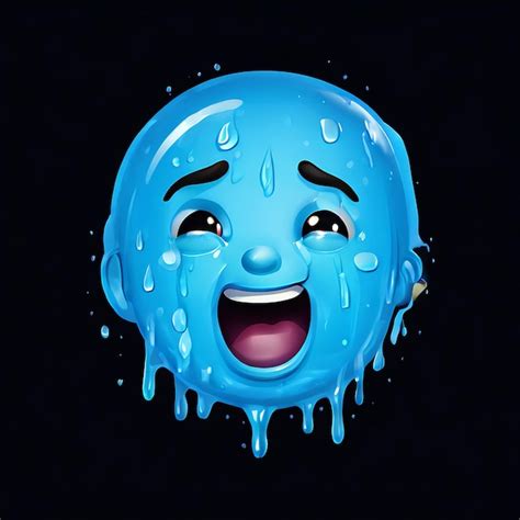 Crying Face Emoji Ice Blue Generative Ai Premium Ai Generated Image