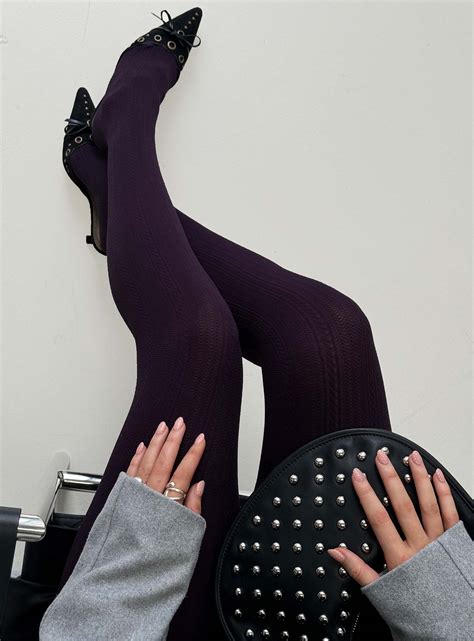 Back With Love Stockings Plum Princess Polly