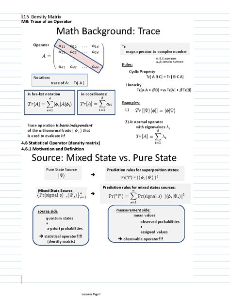 Lecture 15 Bloch Vector Density Matrix In Coordinates T R A X