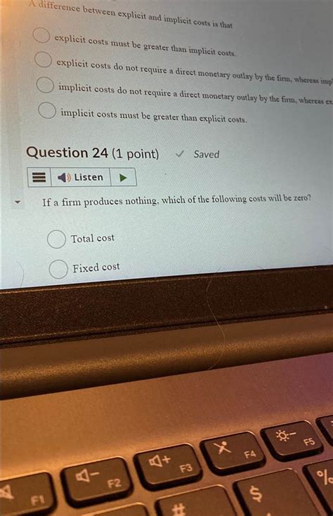 Solved A Difference Between Explicit And Implicit Costs Is That