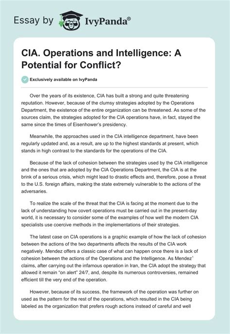 Cia Operations And Intelligence A Potential For Conflict 1246