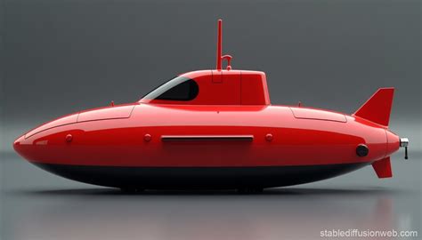Small Red Submarine With Black Waves On Back No Background No Windows