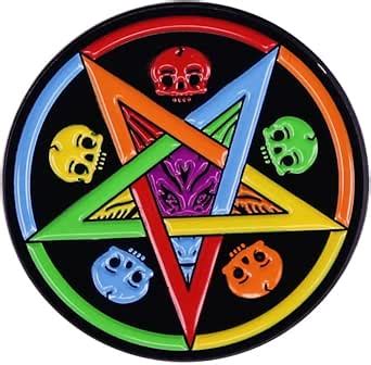 Rainbow Satan Star Pentagram Baphomet Enamel Pin Lgbt Pride Skull Goat