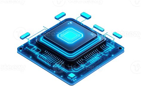 A Stylized Microprocessor Design Featuring Glowing Elements And