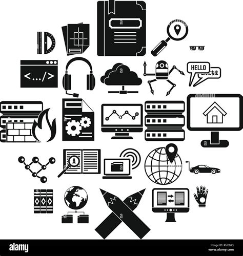 Things To Study Icons Set Simple Style Stock Vector Image And Art Alamy