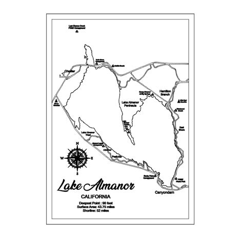 Custom Lake Bathymetry Map Various Sizes Shadowpinewoodworks