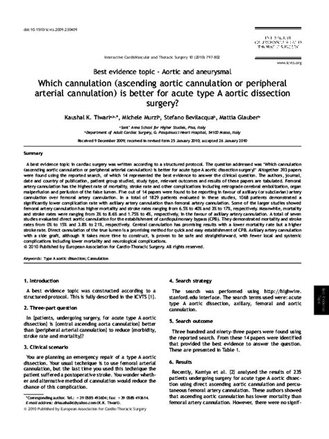 Pdf Which Cannulation Ascending Aortic Cannulation Or Peripheral