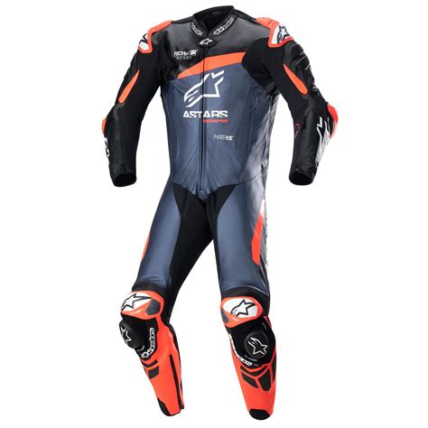 Alpinestars Gp Plus V4 1 Piece Leather Suit Blackflo Reddark Blue
