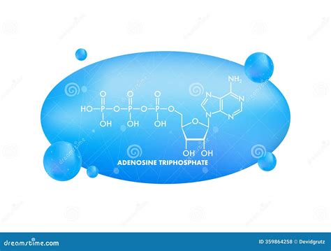 Adenosine Triphosphate Chemical Formula Floating On Blue Scientific Background Stock
