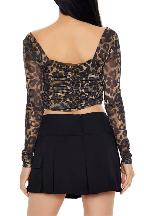 Mesh Leopard Print Crop Top