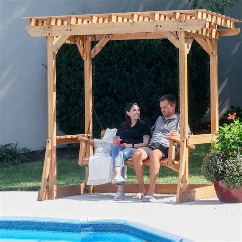 Backyard Discovery Callahan 2 Person Brown Cedar Outdoor Swing In The