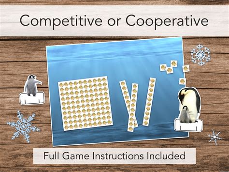 Winter Penguin Math Game Place Value And Decimal System Etsy