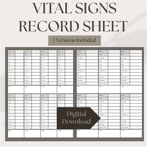 Vital Sign Log Vital Sign Sheet Vital Sign Report Sheet Rn Report Sheet