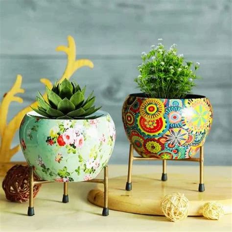 Iron Round Metal Flower Pot For Home Decor At ₹ 250piece In Moradabad