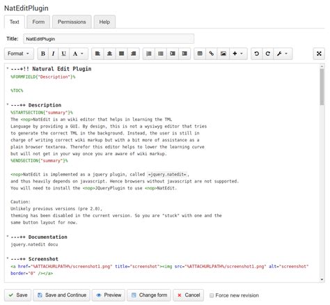 NatEditPlugin Extensions Foswiki