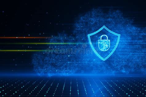 Cyber Security Data And Personal Information Privacy Concept With Digital Glowing Shield With